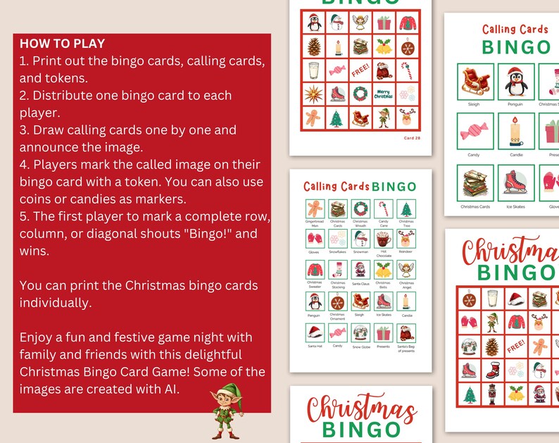 Printable Christmas Bingo, 30 Unique Bingo Cards, Family Christmas ...