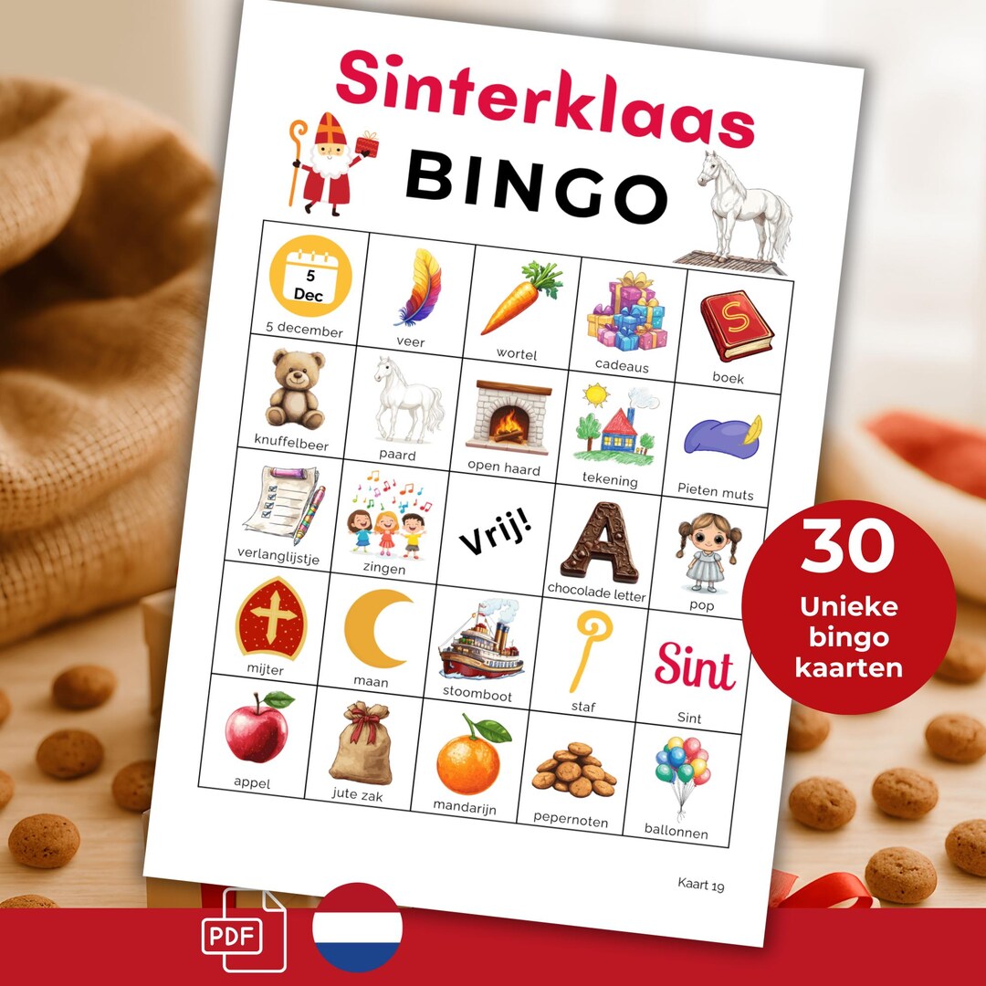 Sinterklaas Bingo With 30 Different Sinterklaas Bingo Cards ...