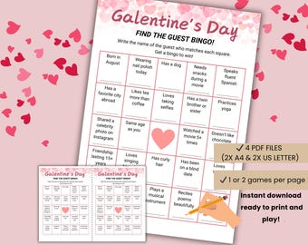 Galentine's Day Find the Guest Who Bingo Printable Party Game PDF Fun ...