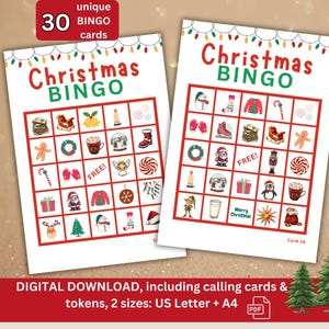Printable Christmas Bingo, 30 Unique Bingo Cards, Family Christmas ...