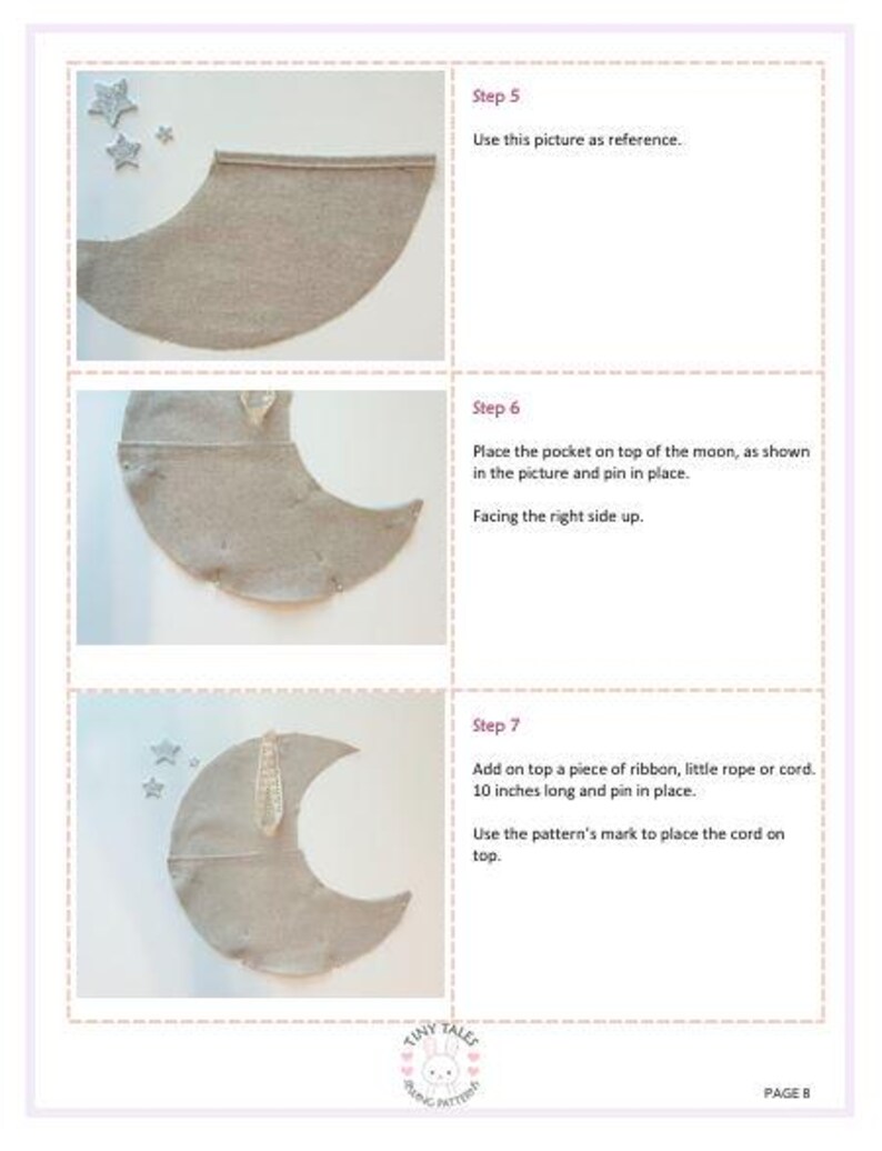 Hanging Moon With Pocket PDF Sewing Pattern - Wall Decoration Baby ...