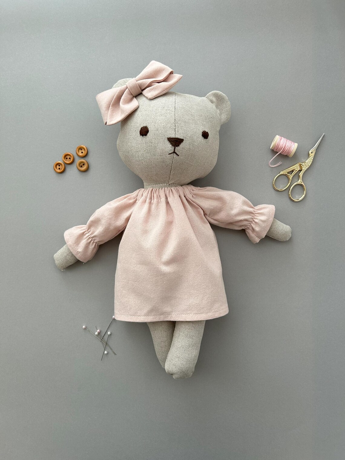 Teddy Bear Sewing Pattern: 14-inch Cloth Doll, Stuffed Animal Toy (PDF ...