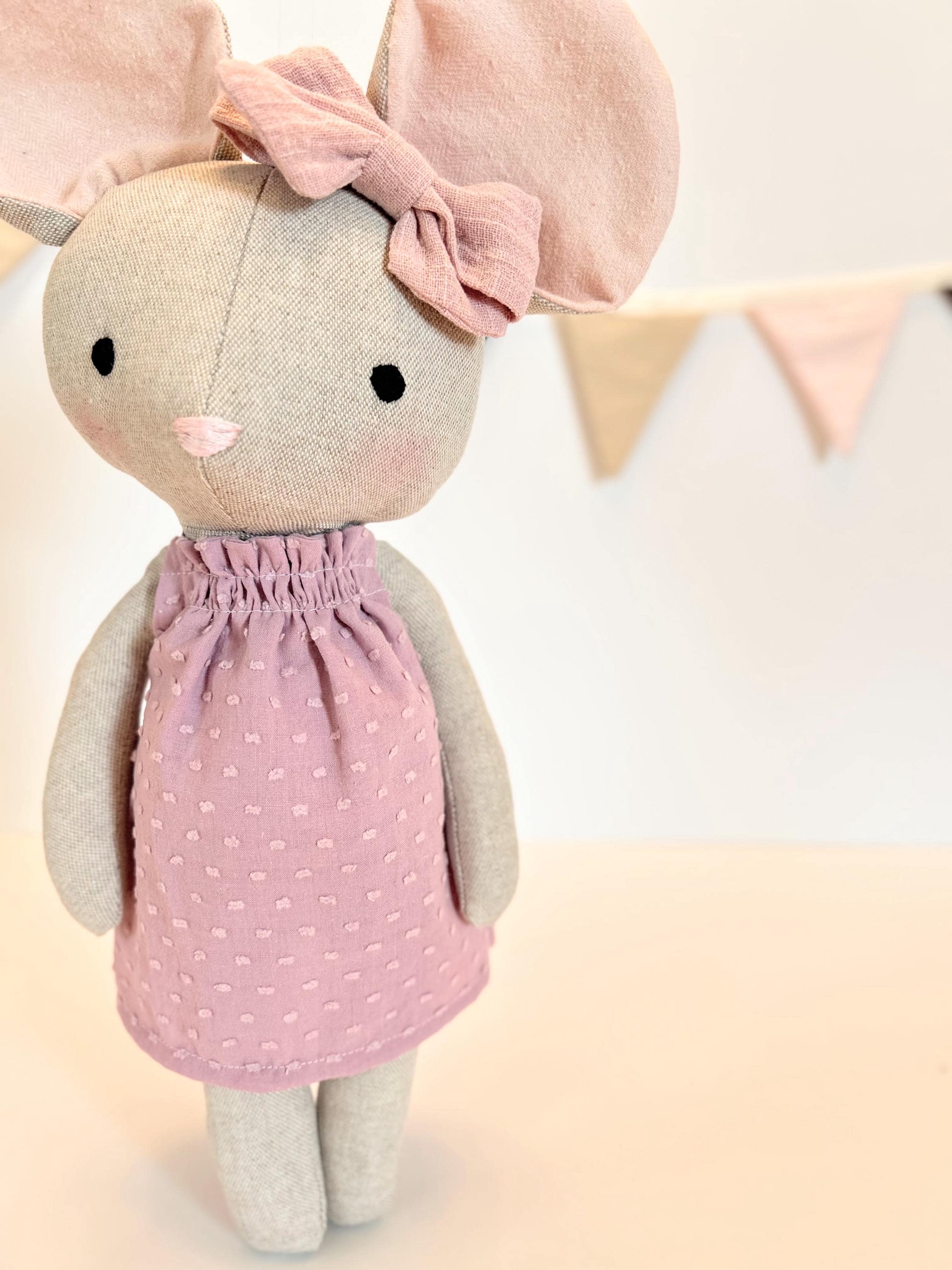 Mouse Doll Sewing Pattern: Cuddly Rag Doll With Dress (PDF Download ...