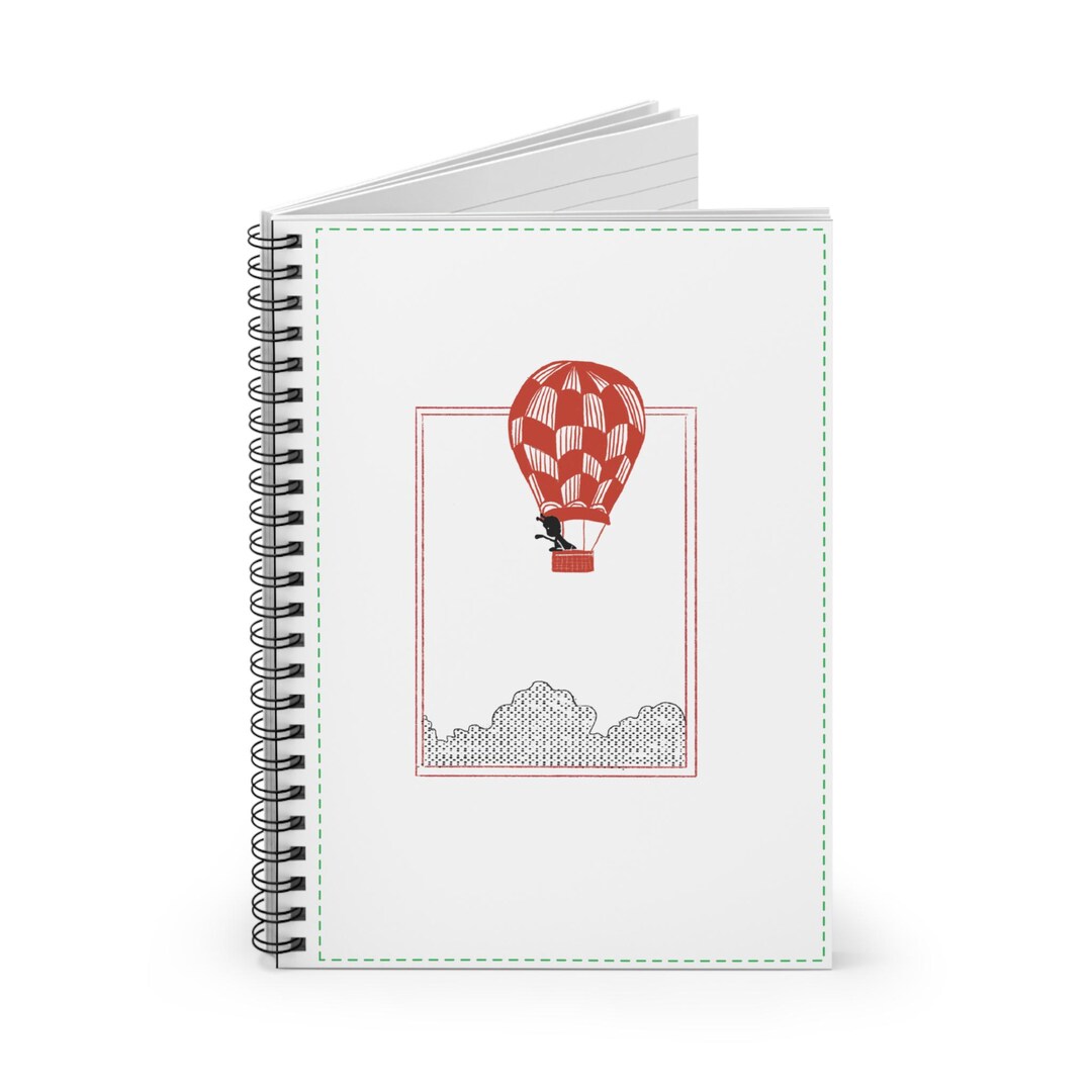 Ant Flying With Red Balloon Spiral Notebook, Quirky Red and Black Ruled ...