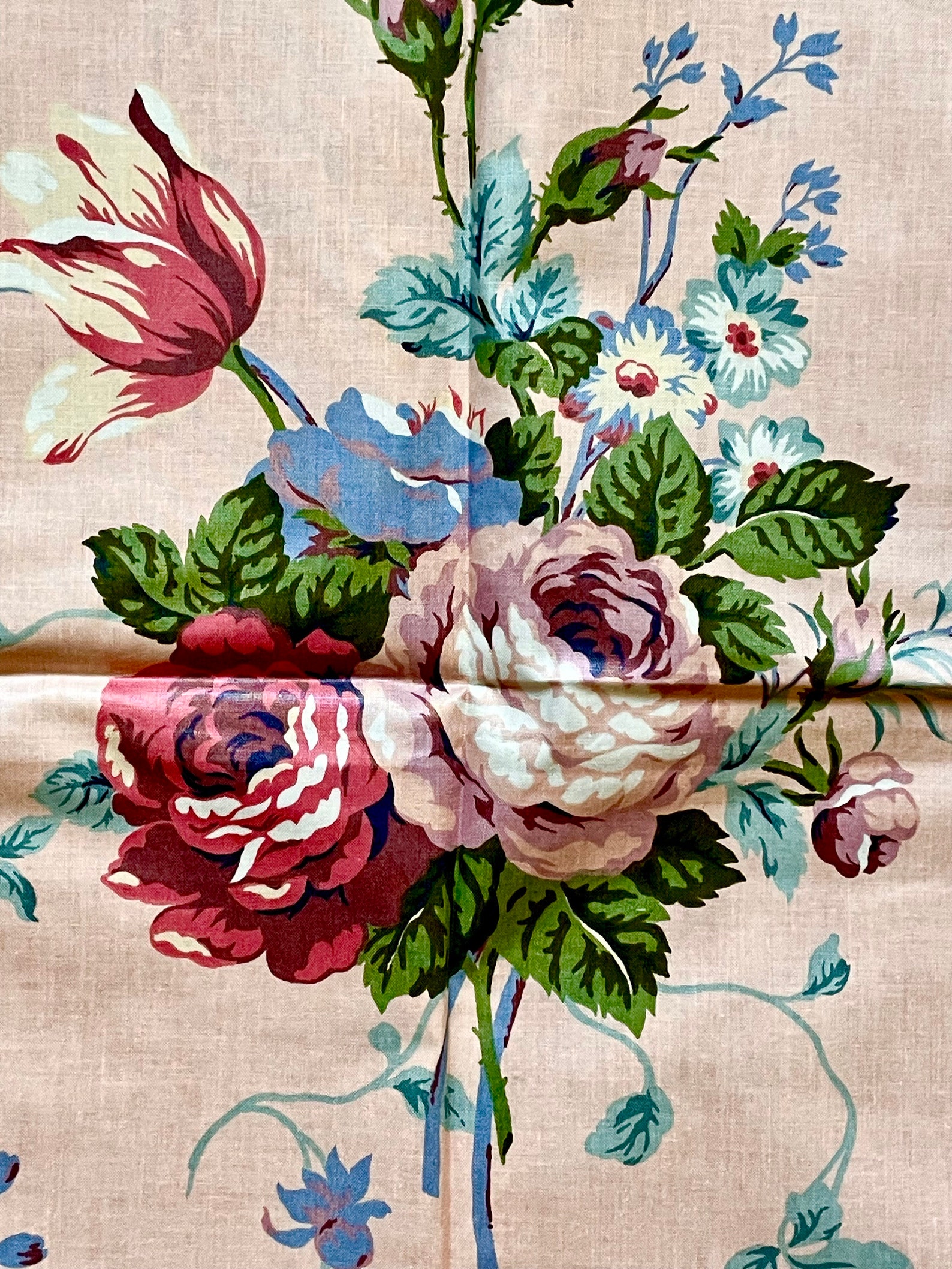Vintage Jay Yang for Fabriyaz Peach-pink OR Charcoal Floral Chintz ...