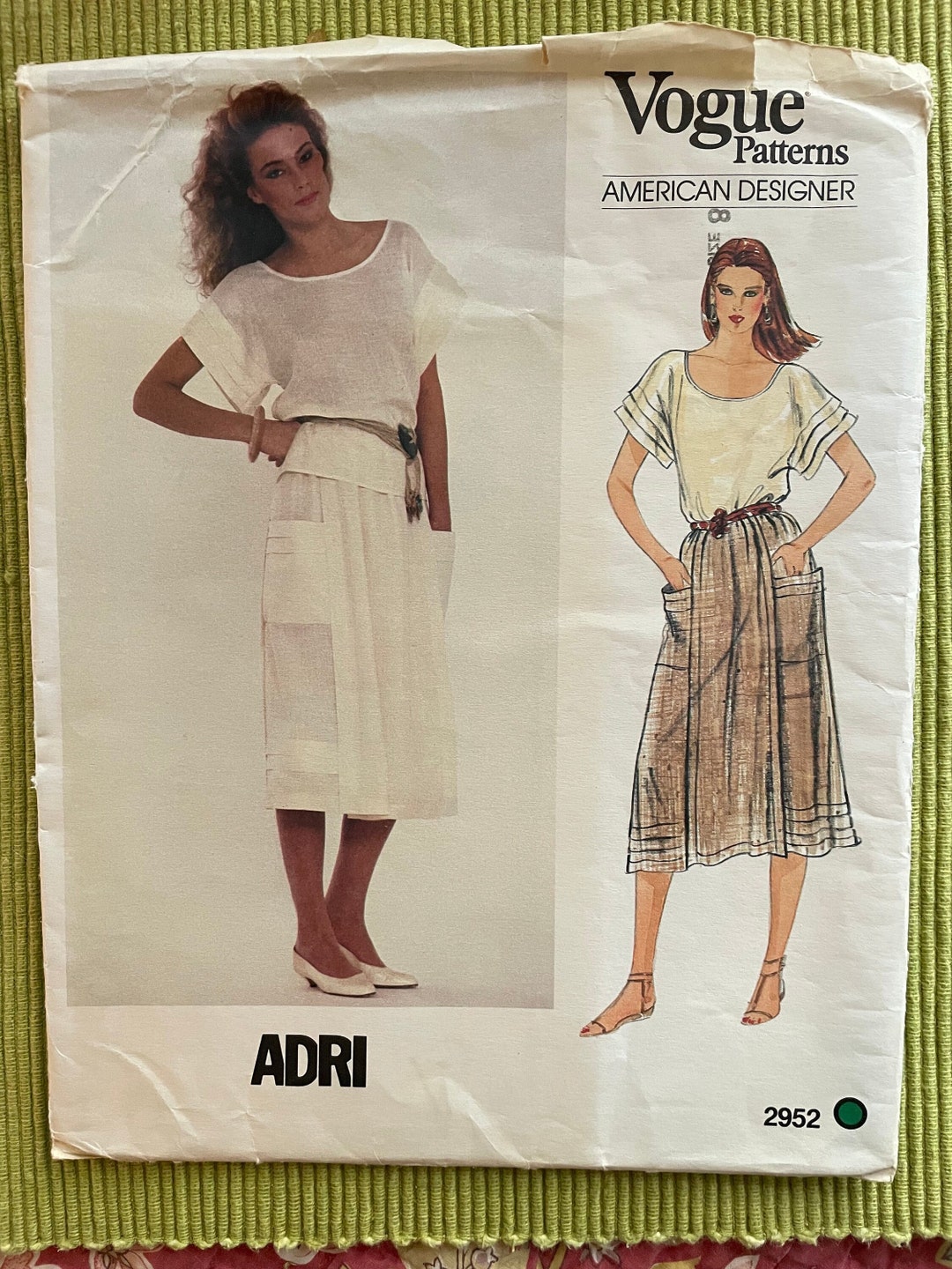 80s Vogue Sewing Pattern: ADRI Wrap Skirt & Top, Bust 31.5, Uncut - Etsy