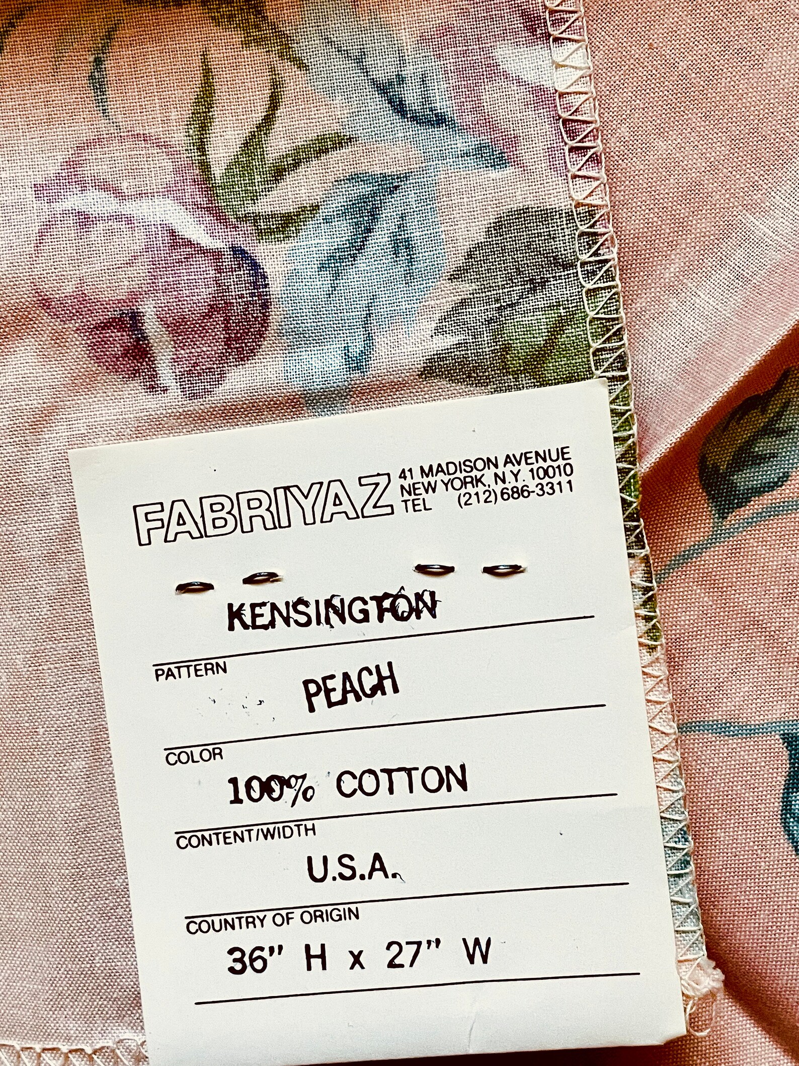 Vintage Jay Yang for Fabriyaz Peach-pink OR Charcoal Floral Chintz ...