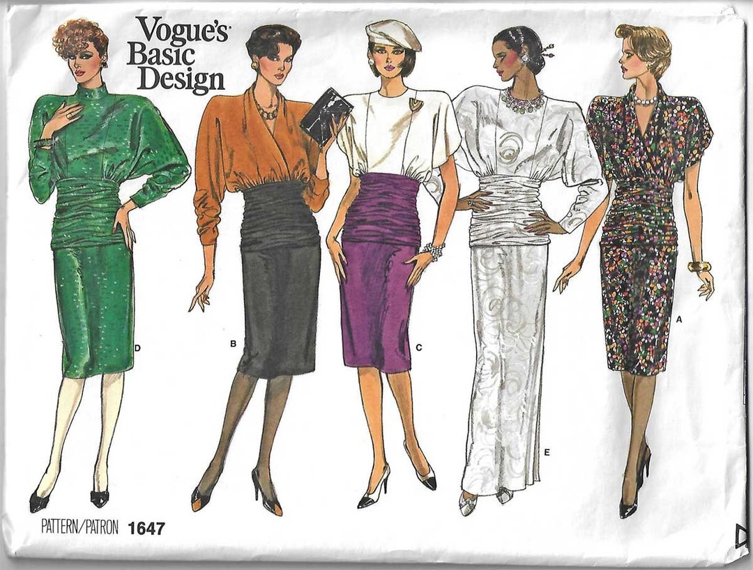 Vogue Basic Design Dress Pattern From 1985 - No. 1647 Size 12-14-16 FF ...