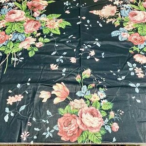 Vintage Jay Yang for Fabriyaz Peach-pink OR Charcoal Floral Chintz ...