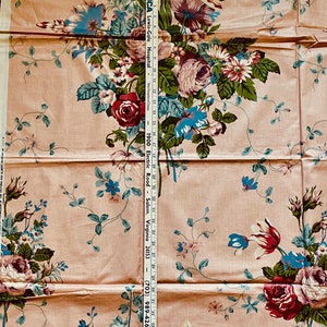 Vintage Jay Yang for Fabriyaz Peach-pink OR Charcoal Floral Chintz ...