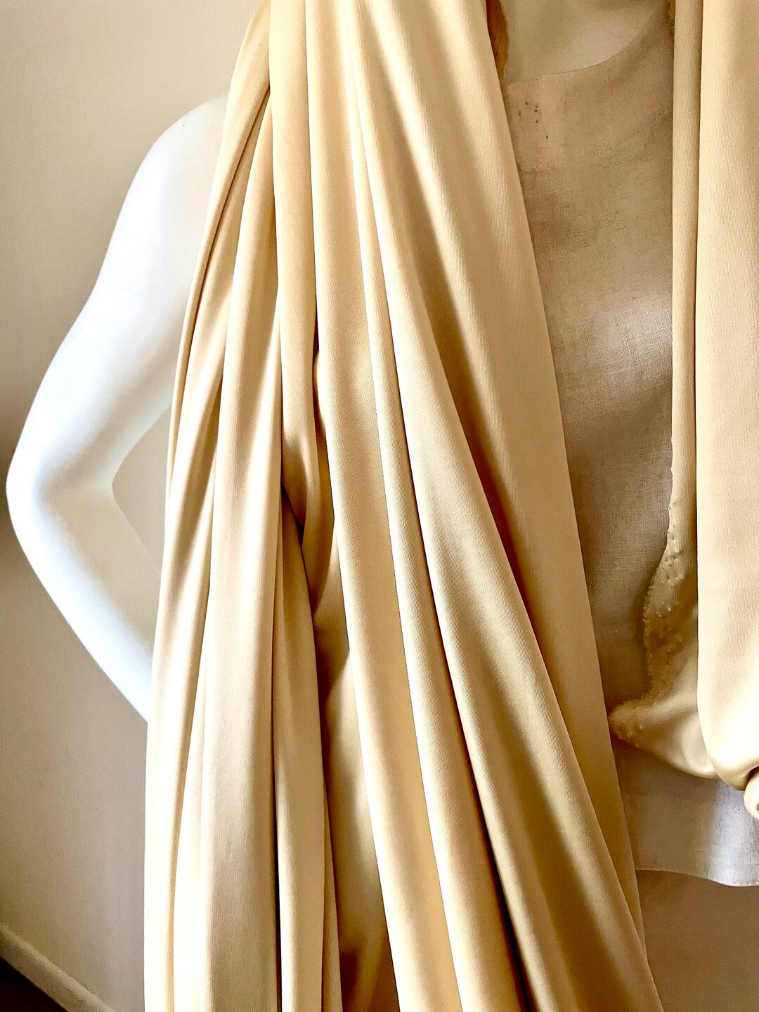 Vintage 70s Nylon Jersey Knit Fabric, French Vanilla, 5.6 Yards - Etsy