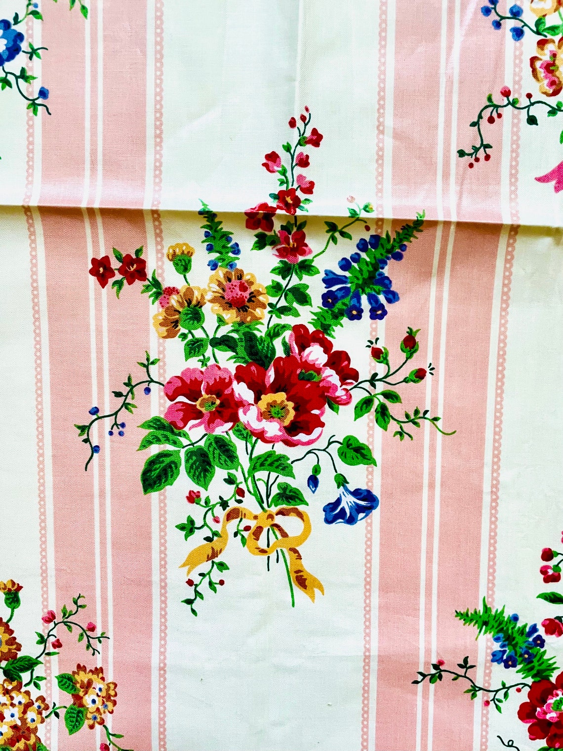Vintage Jay Yang for Fabriyaz Printed Floral Stripe Chintz kathleen's ...