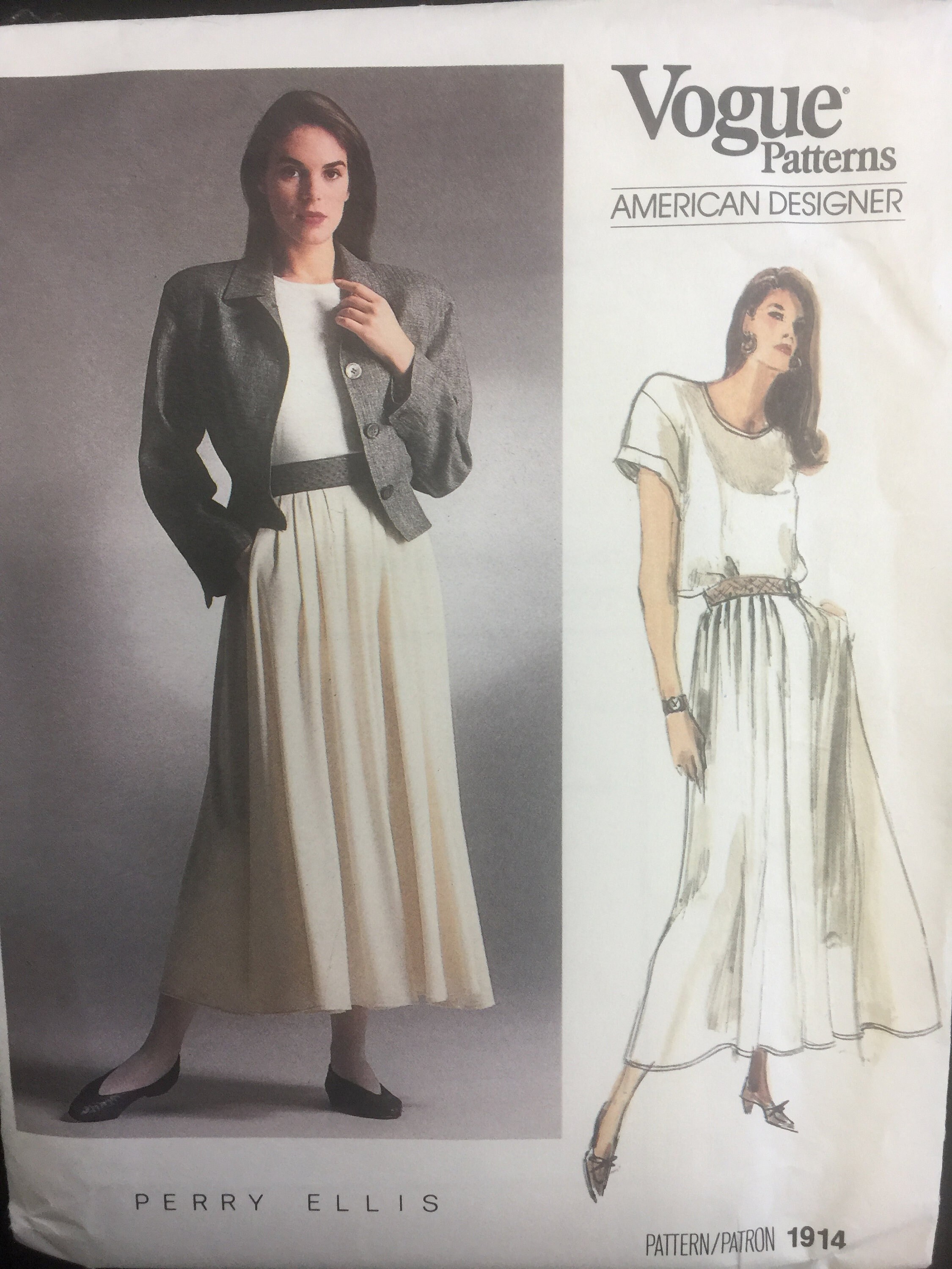 1987 Vogue American Designer Pattern: Perry Ellis Jacket, Skirt, and ...