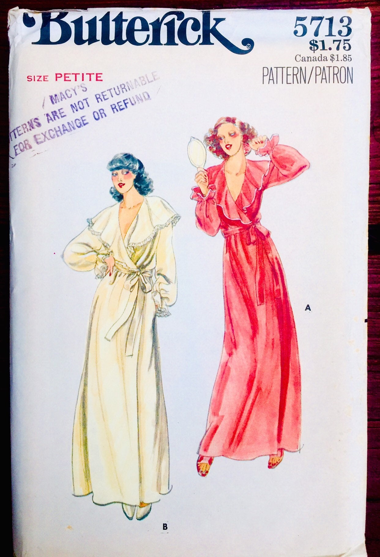 1970s Butterick Full Length Robe Pattern No. 5713 Size - Etsy