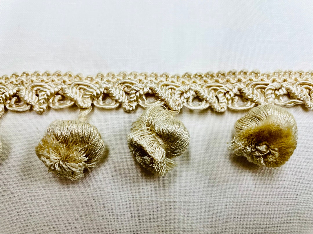 Antique Ivory Ball Fringe Trim, Scalloped Header, Viscose Rayon - Etsy