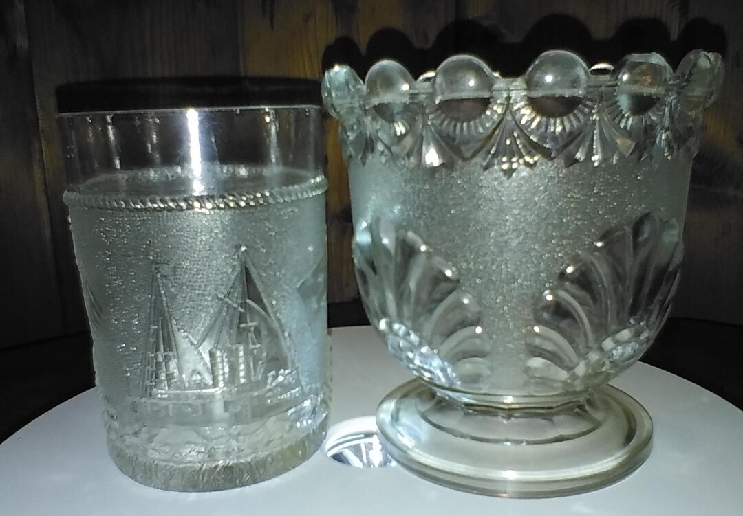Antique Dewey Water Set Tumbler and Shell and Jewel Sugar Dish - Etsy