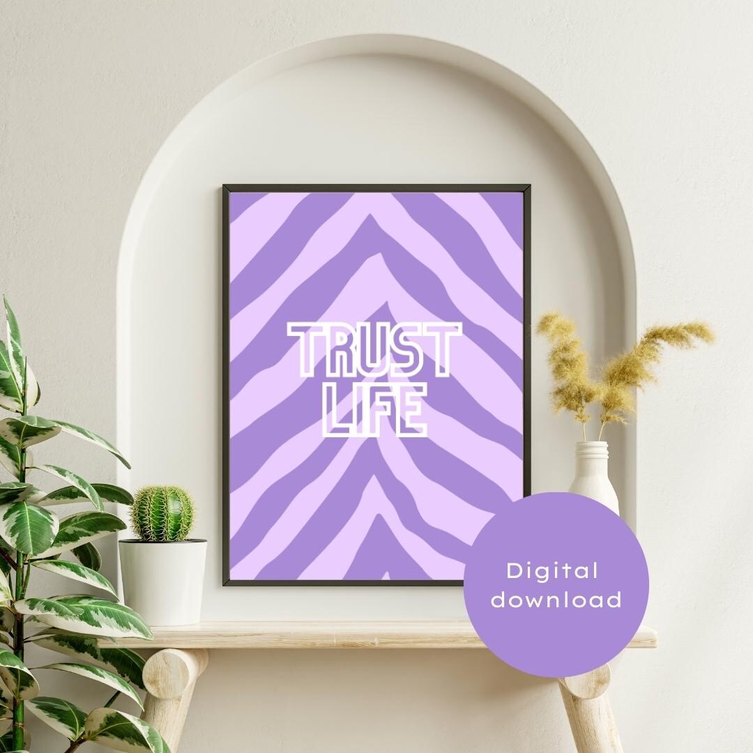 Trust Life Poster, Affirmation Poster, Seventies Wall Art, Spiritual ...