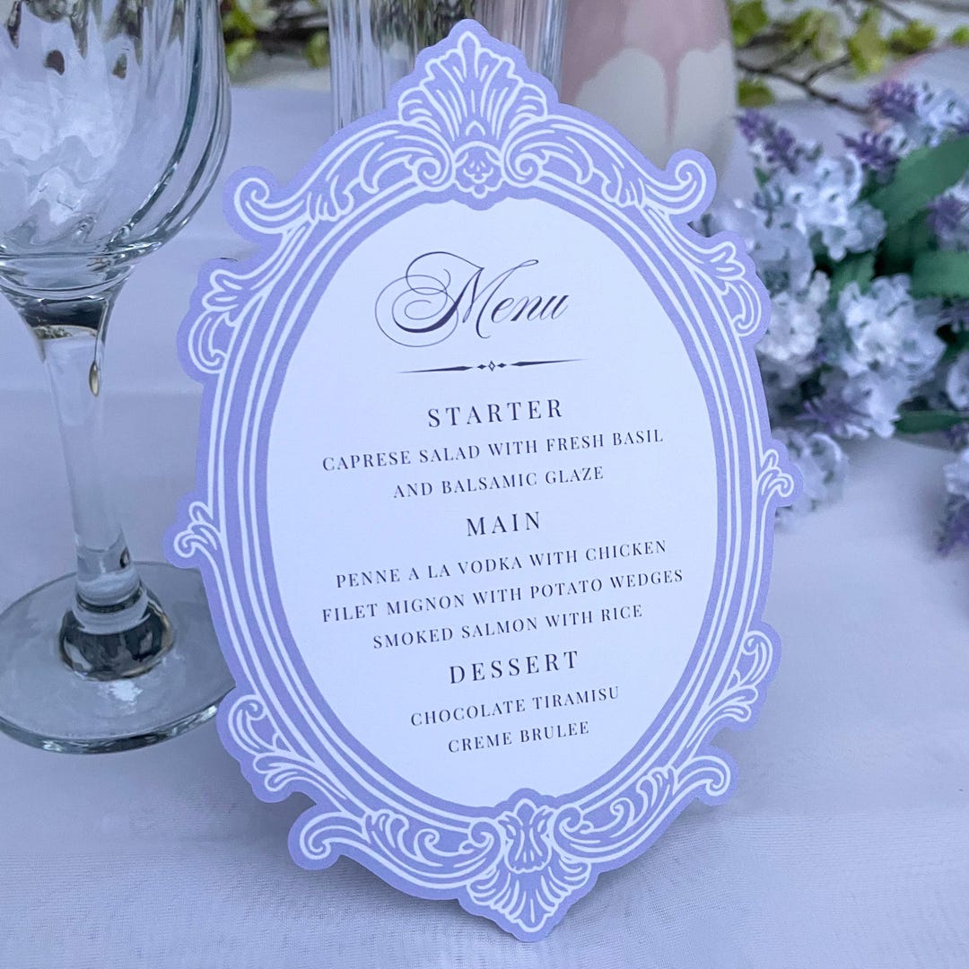 Elegant Wedding Menu Card | Double-sided Place Setting Menu | Fully ...