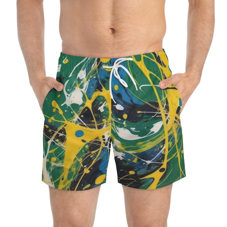 Colorful Men's Swim Trunks, Colorful Beach Shorts for Summer Fun, Pool ...
