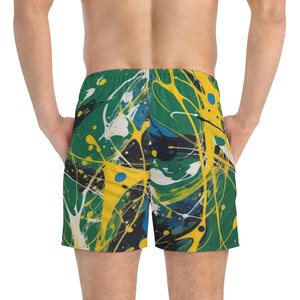 Colorful Men's Swim Trunks, Colorful Beach Shorts for Summer Fun, Pool ...