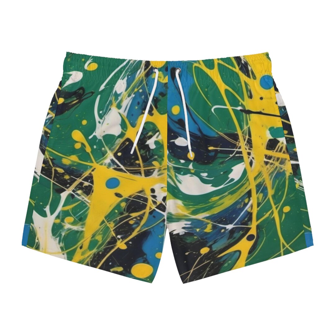 Colorful Men's Swim Trunks, Colorful Beach Shorts for Summer Fun, Pool ...