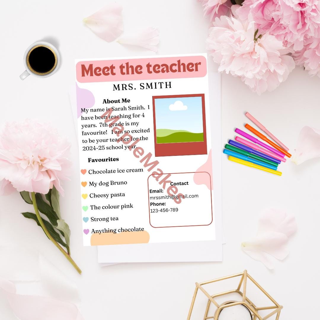 Meet the Teacher Canva Template, Digital Download Template, Teacher ...