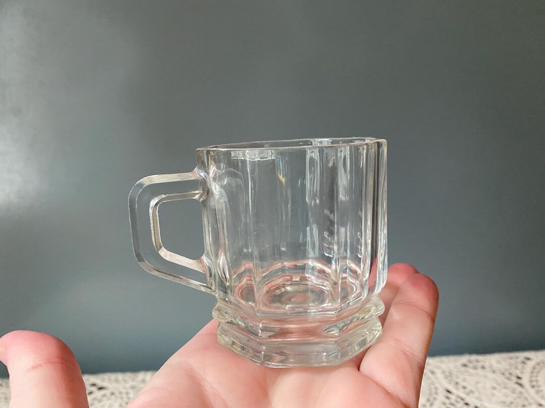 Vintage ITALIAN Clear Glass Octagonal Espresso Mugs Set of 4 Coffee ...