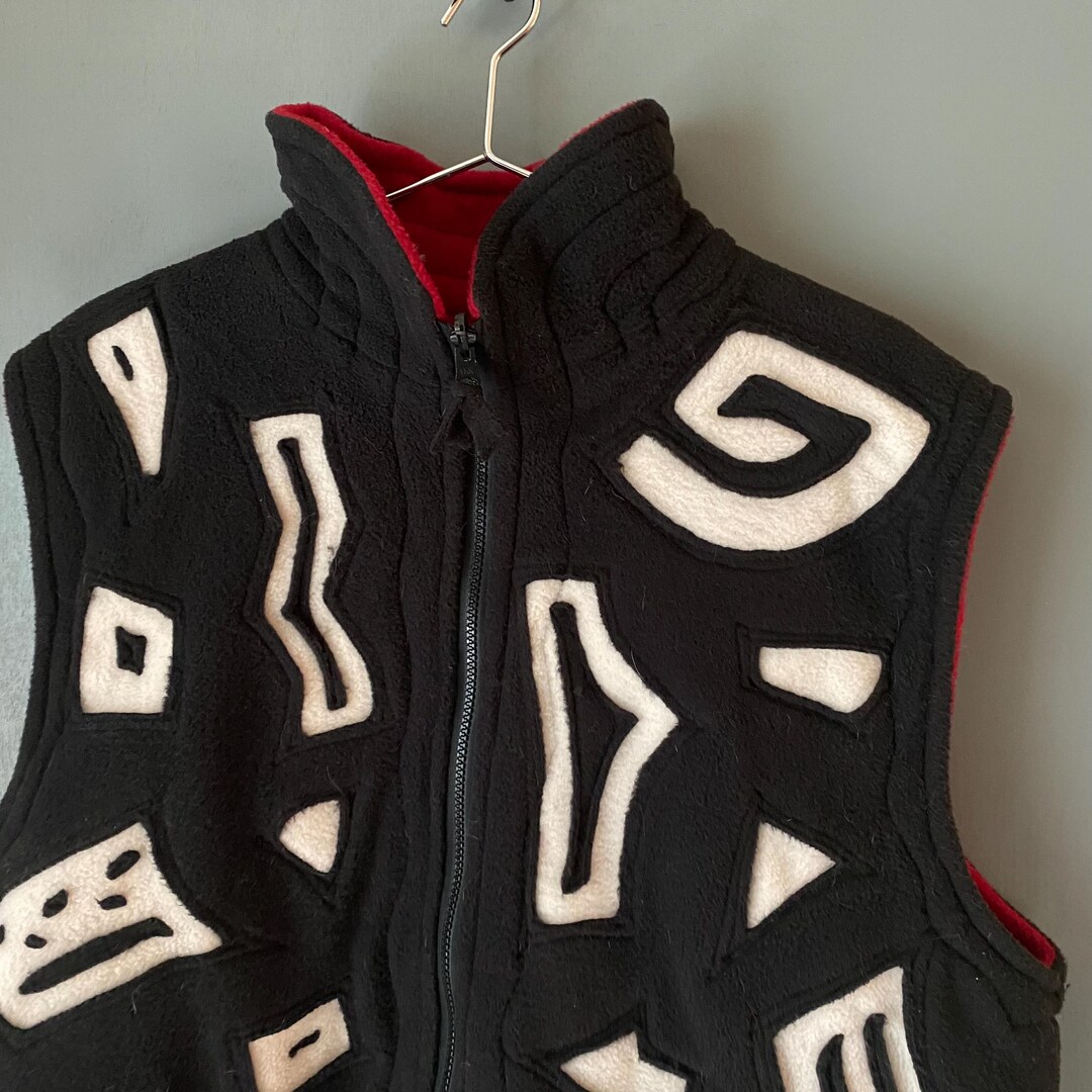 DENALI WEAR Custom Made Unique Design Fleece Zip Vest Unisex XXL Black Folk Art Hand Made - Etsy