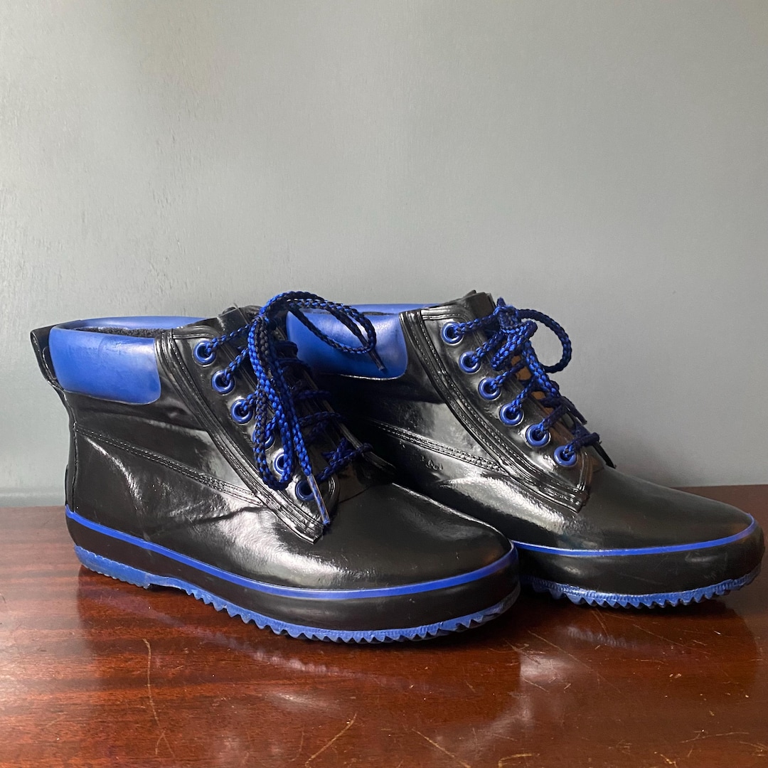 Vintage SPORTO Blue and Black Ankle Duck Booties Lace up Women Size 7 ...