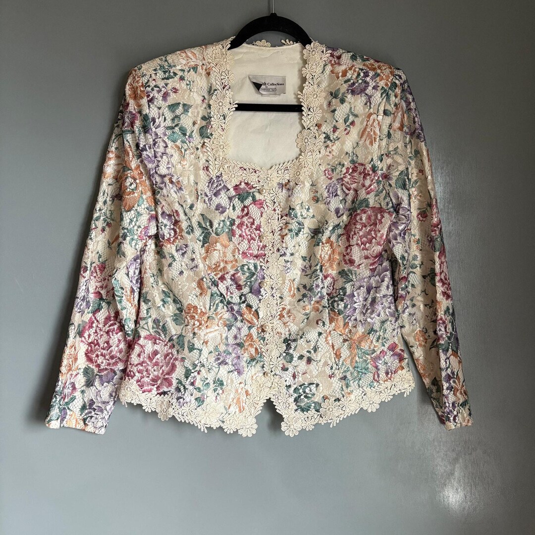 Vintage NAH NAH Women's 16 Floral Lace Blouse Southern Tea Party ...
