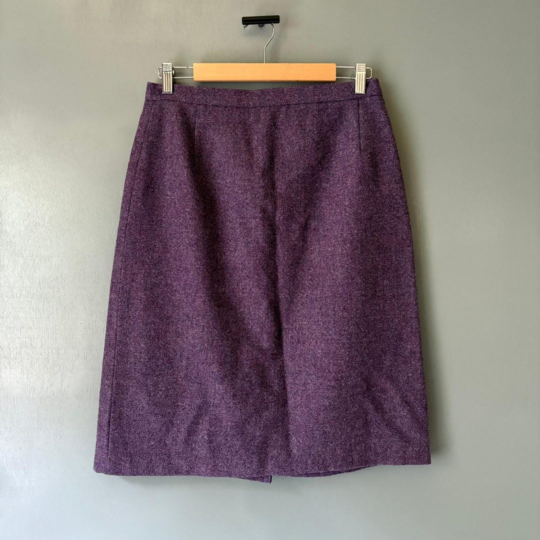 EDINBURGH Woolen Mills Women's UK 16/US 12 Purple Tweed Wool Skirt ...