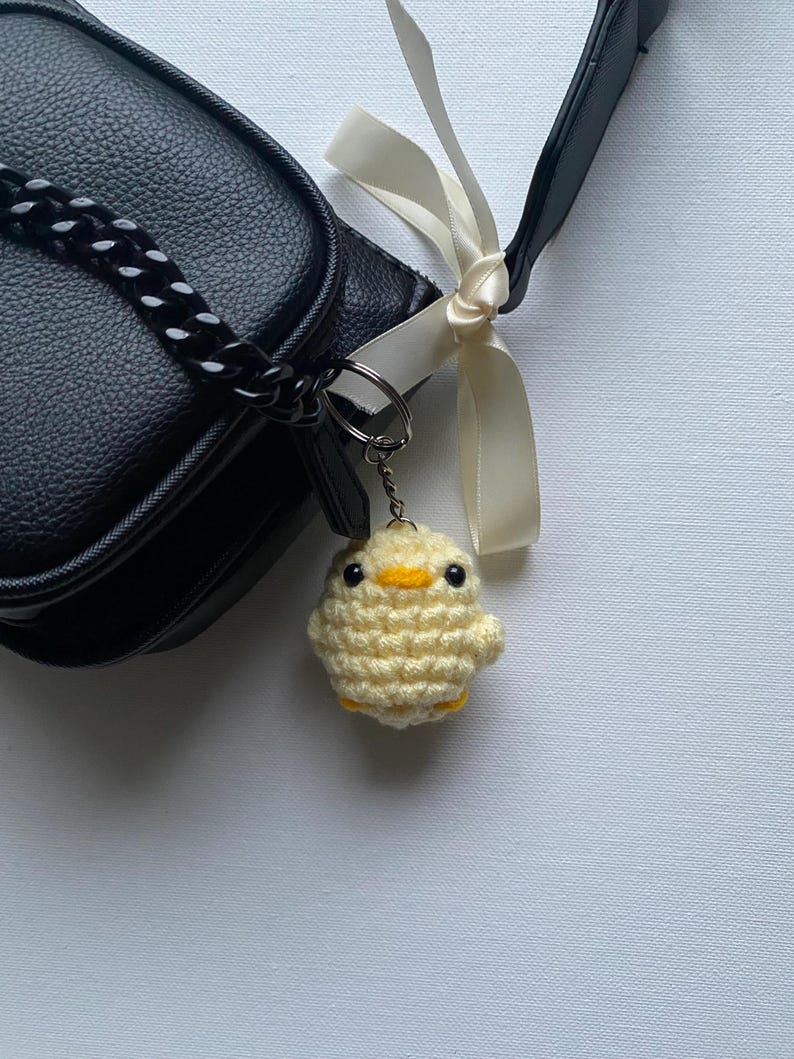 Crochet Duck Keychain: Handmade Amigurumi Bag Charm - Etsy