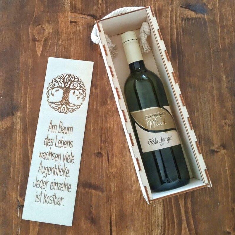 Tree of Life Wine Box With Saying / Gift for Wine Fans / Wooden Box ...
