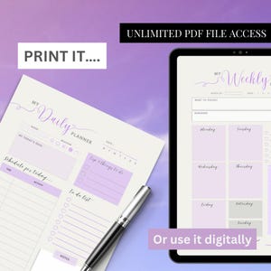 My Purplelish Planner PURPLE Digital Printable Note Checklist Personal ...