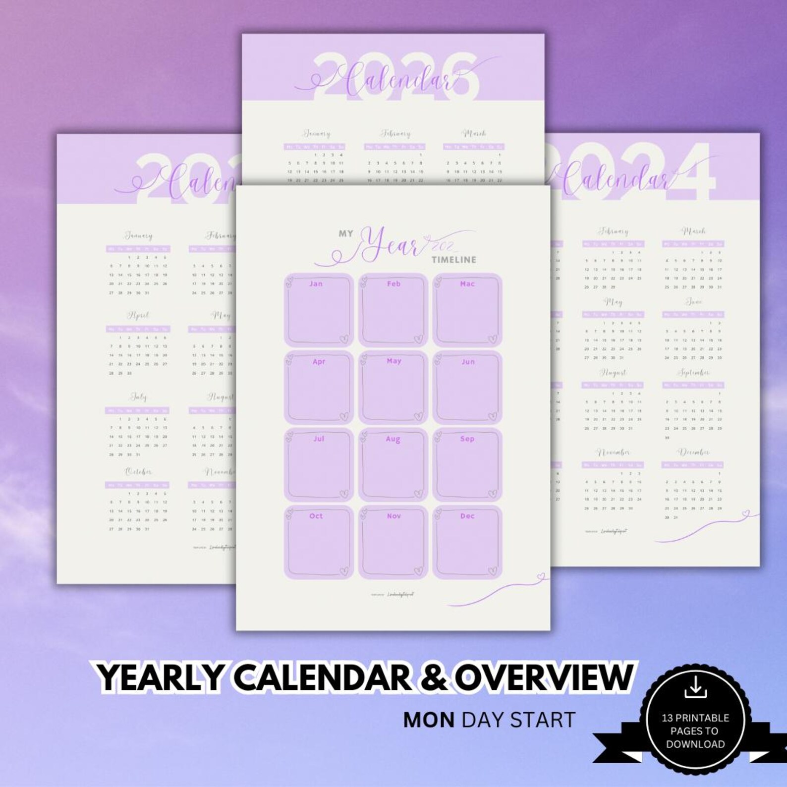 My Purplelish Planner PURPLE Digital Printable Note Checklist Personal ...