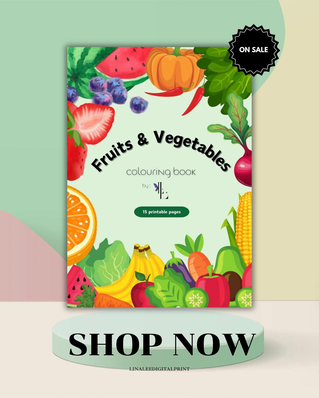 Fruits & Vegetables Theme Colouring Book Printable PDF - Etsy