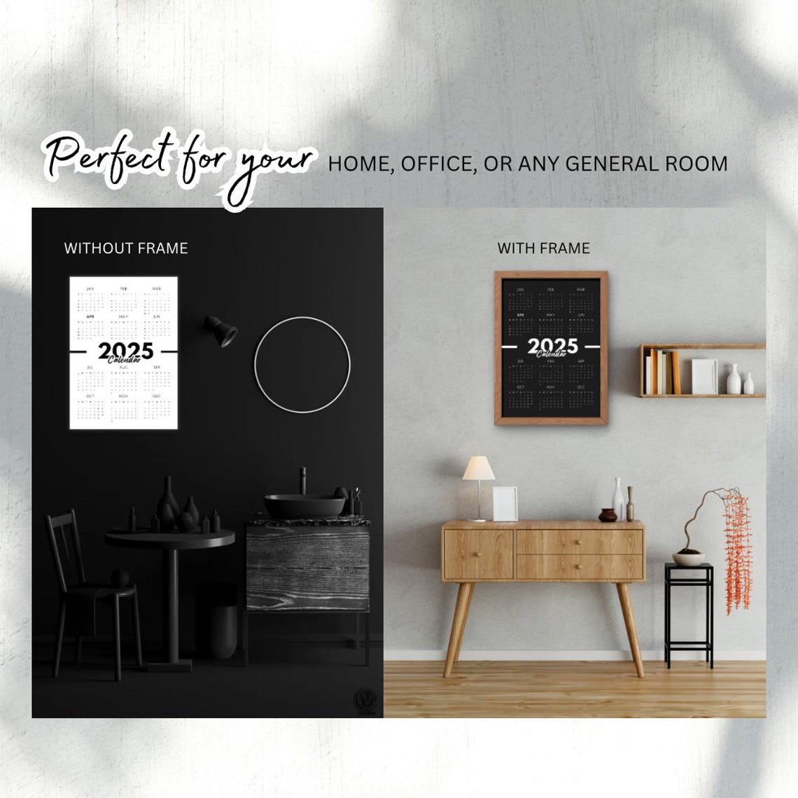PRINTABLE 2025 CALENDAR : Premium Black and Classy White Potrait Layout ...