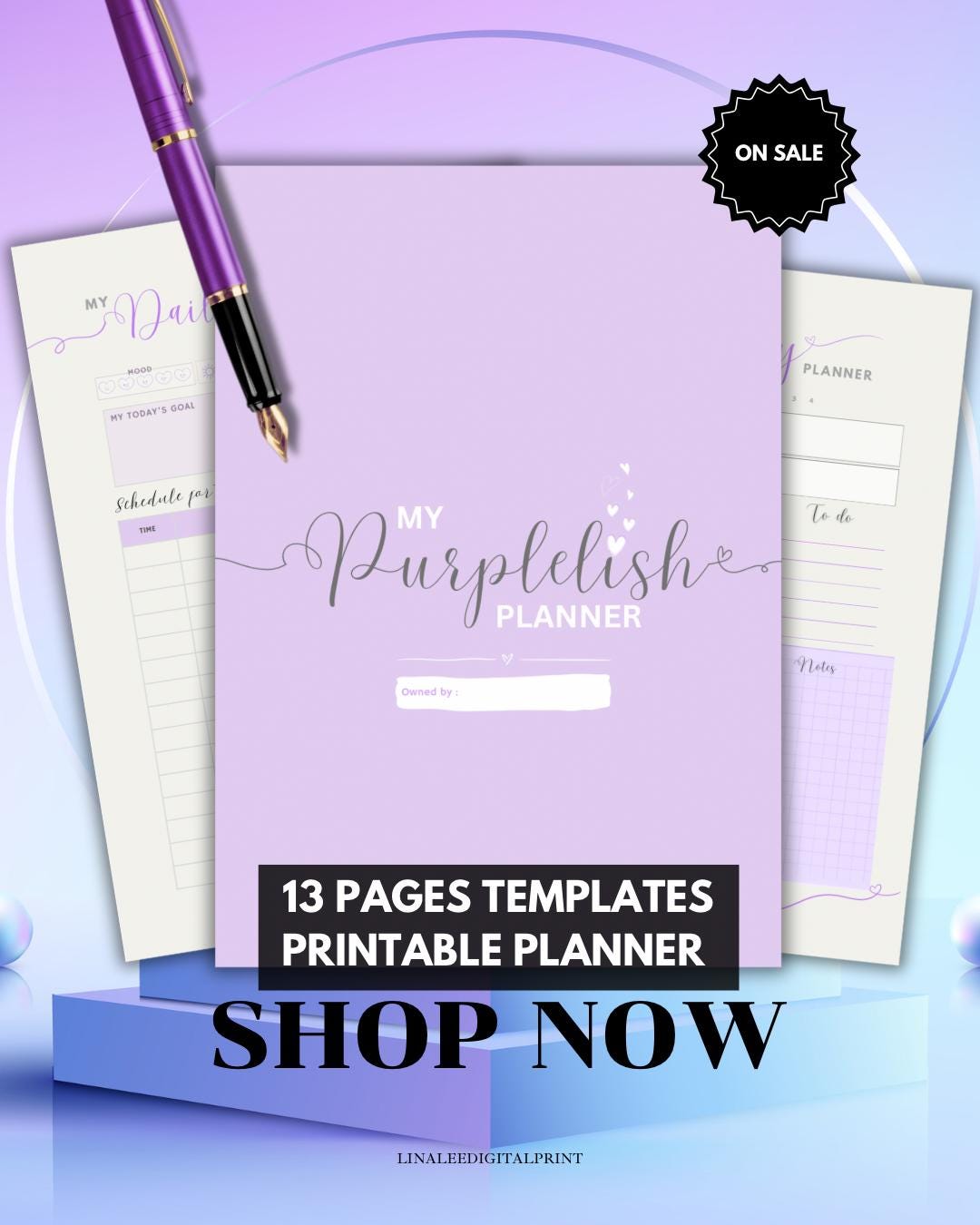 My Purplelish Planner PURPLE Digital Printable Note Checklist Personal ...