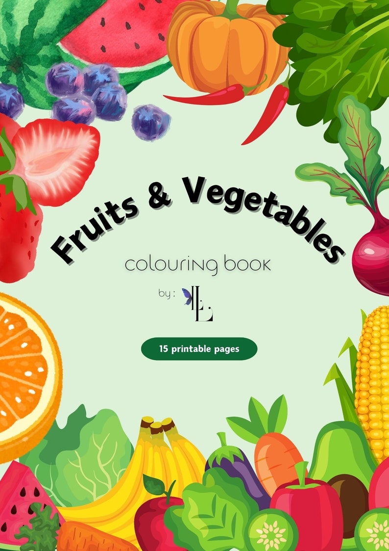 Fruits & Vegetables Theme Colouring Book Printable PDF - Etsy
