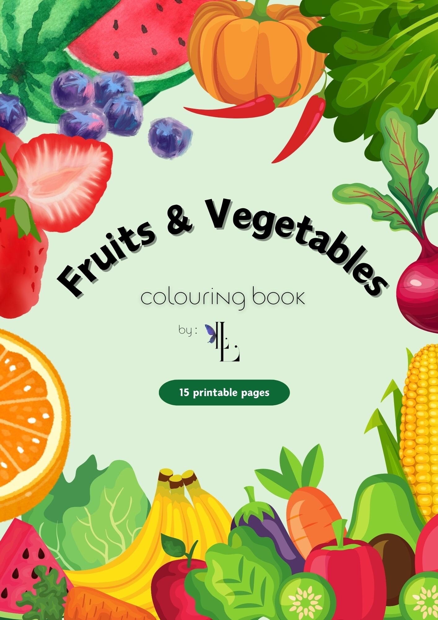 Fruits & Vegetables Theme Colouring Book Printable PDF - Etsy