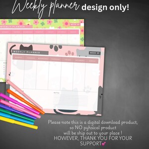 40 Printable Cute Pastel Weekly Planner Page Template Kids Meal Planner ...