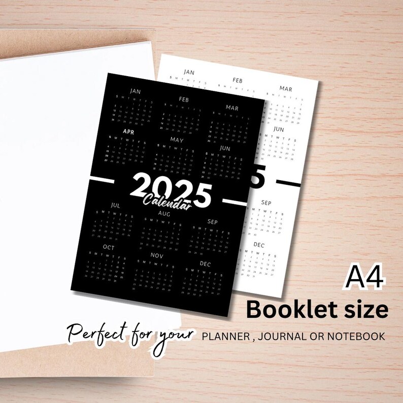 PRINTABLE 2025 CALENDAR : Premium Black and Classy White Potrait Layout ...