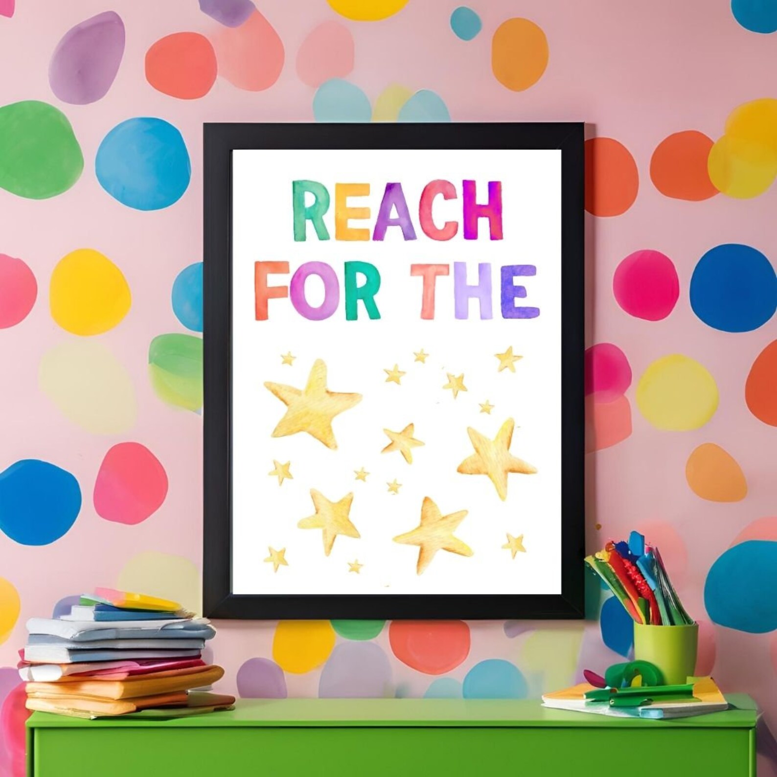 Reach for the Stars Printable, Space Kids Wall Art, Baby Room, School ...