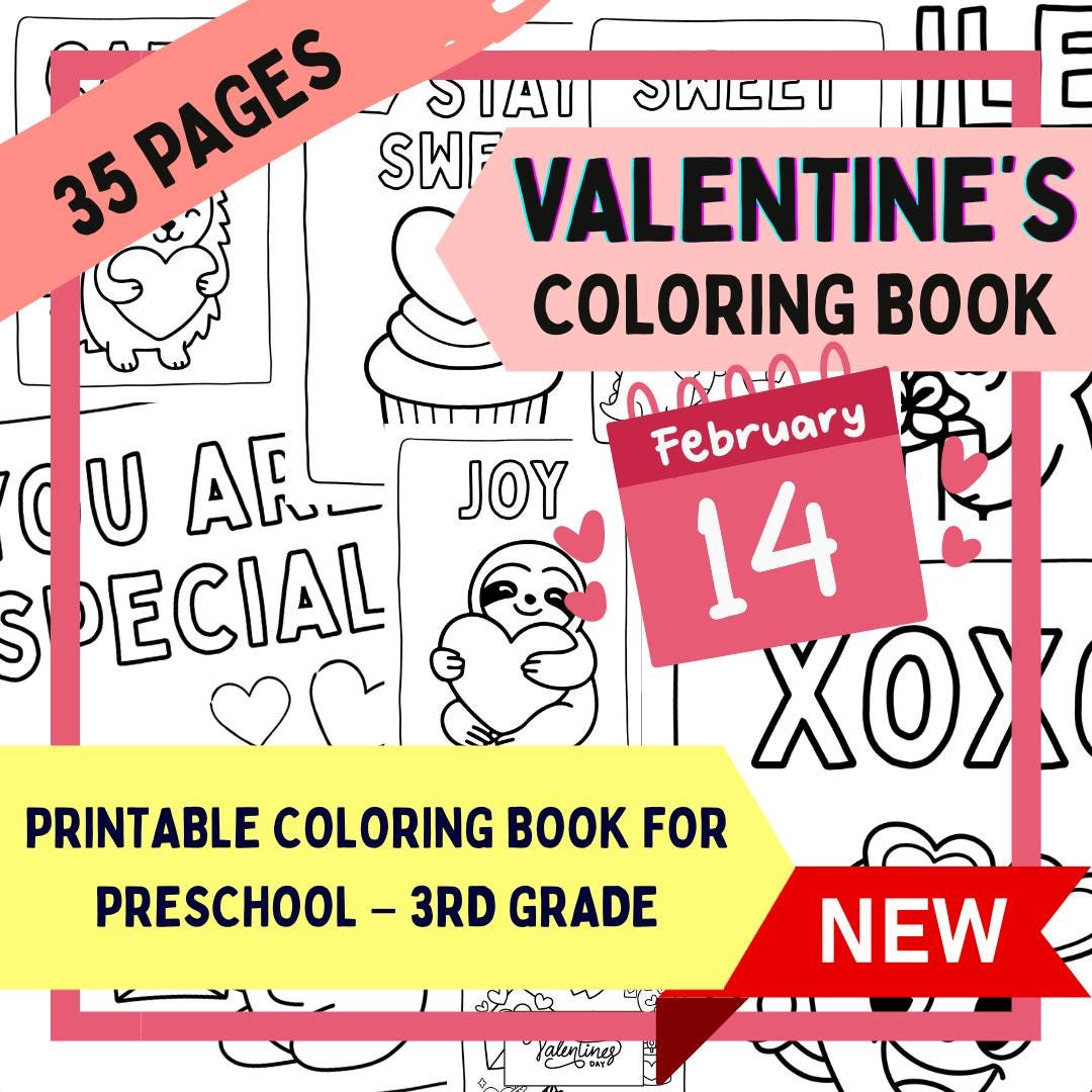 Valentine’s Day Coloring Book for Kids – Printable Coloring Pages ...