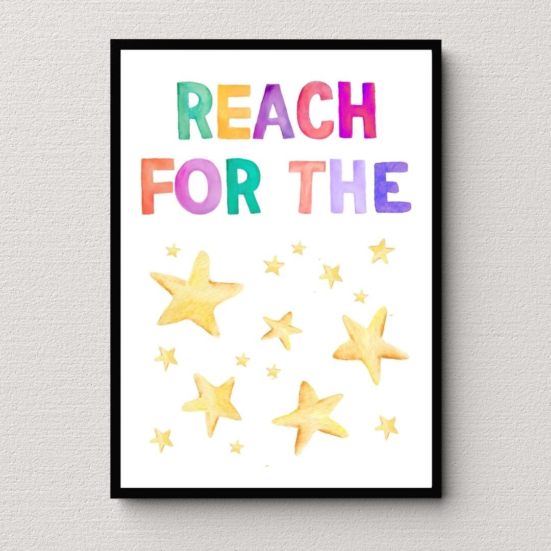 Reach for the Stars Printable, Space Kids Wall Art, Baby Room, School ...