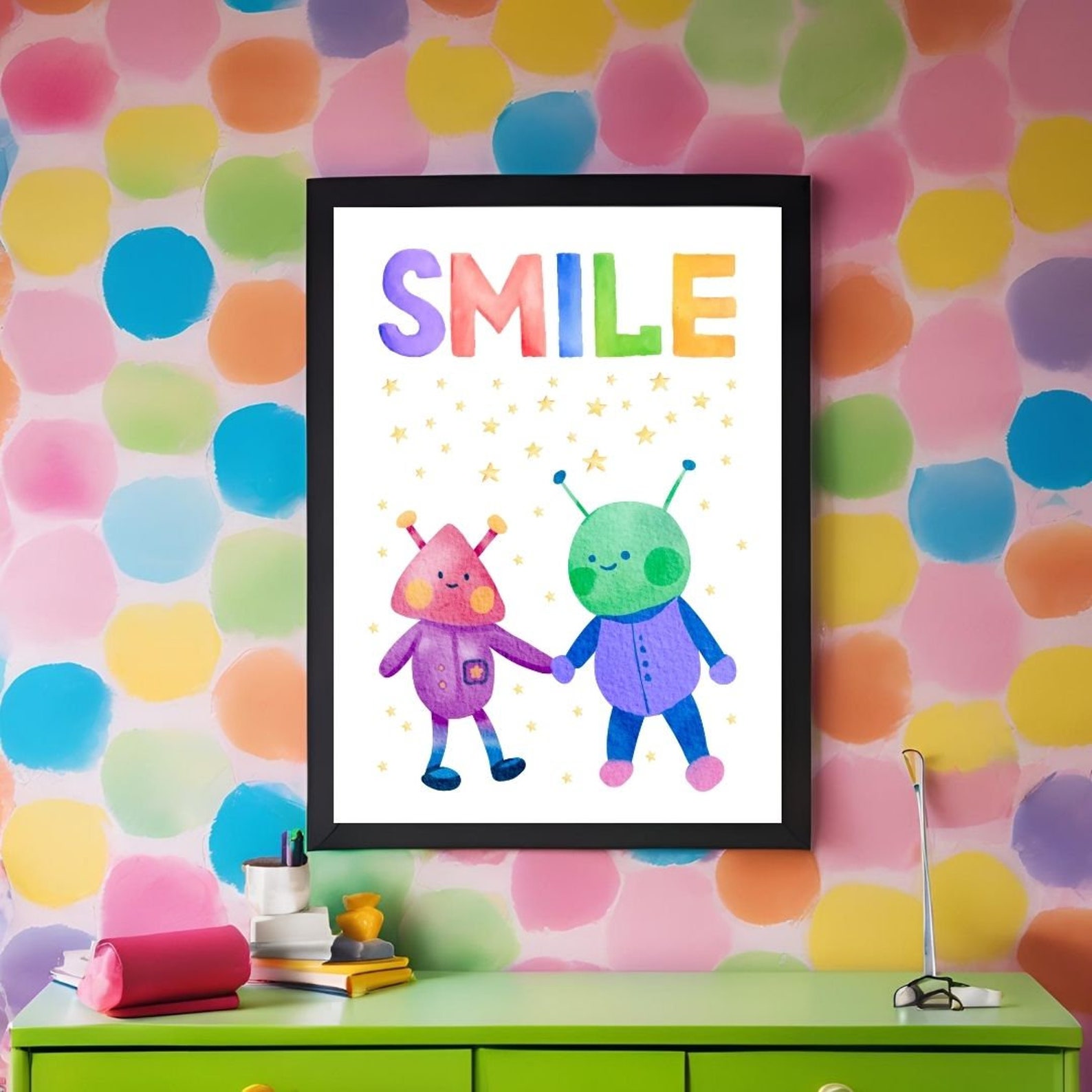 Smile Printable, Happy Alien, Kids Rooms Decor, Nursery Wall Art, Space ...