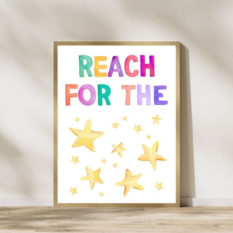 Reach for the Stars Printable, Space Kids Wall Art, Baby Room, School ...