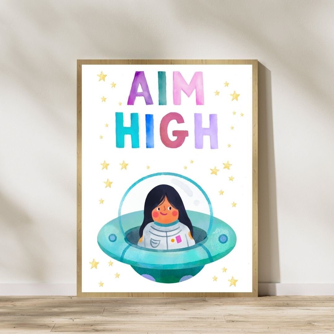 Aim High Astronaut Printable Decor, Motivational Classroom Printable ...