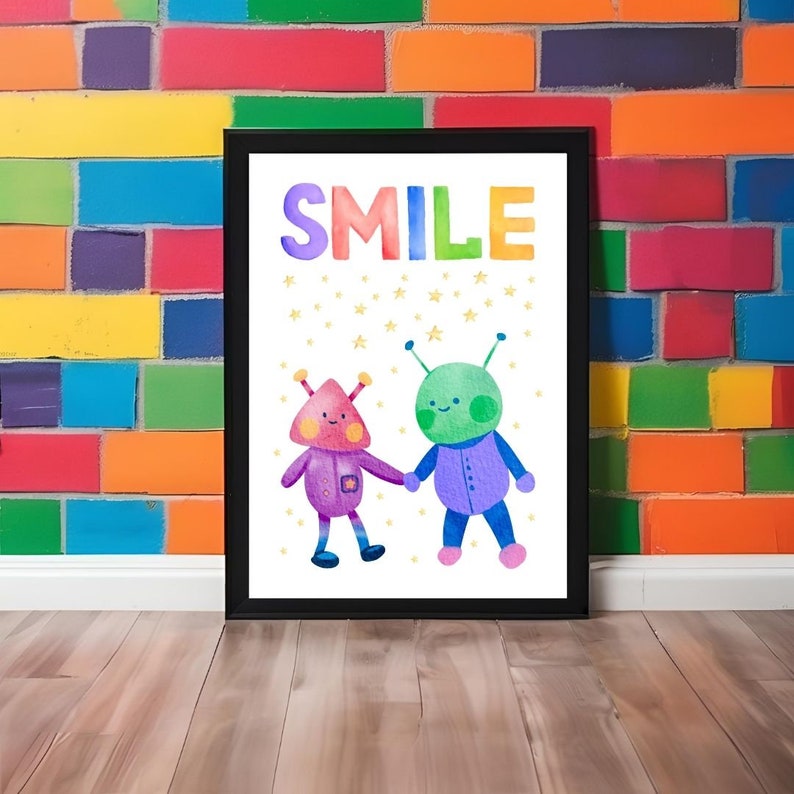 Smile Printable, Happy Alien, Kids Rooms Decor, Nursery Wall Art, Space ...