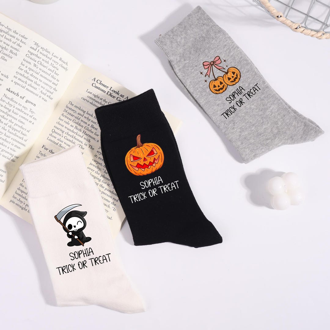 Halloween Socks,cute Ghost Socks,trick or Treat Kids Socks,halloween ...